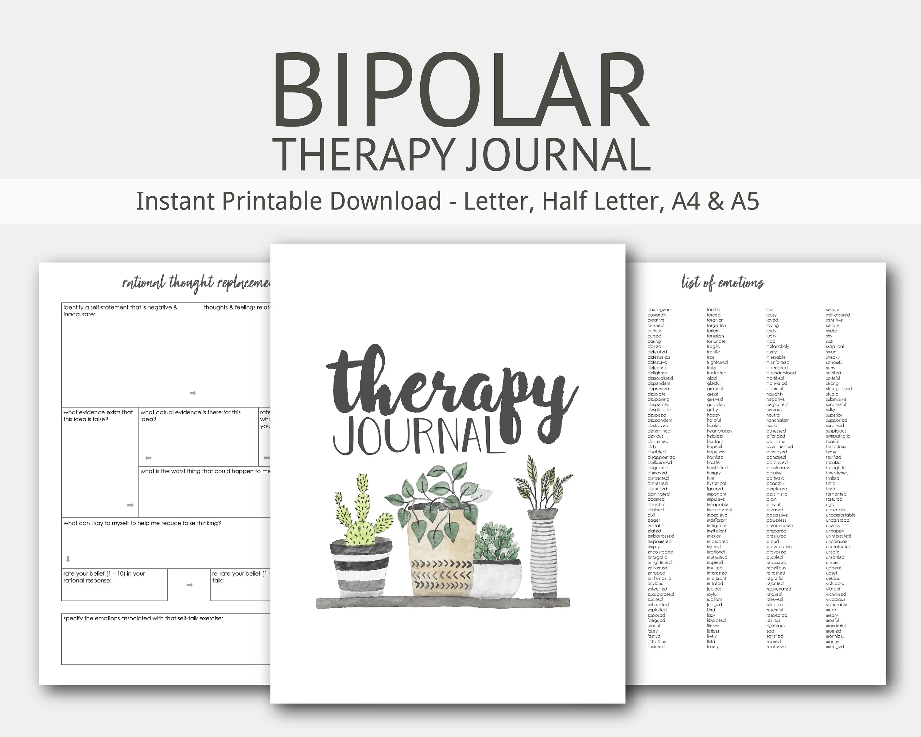 Bipolar Disorder Therapy Journal: Mental Health, Depression, Anxiety ...