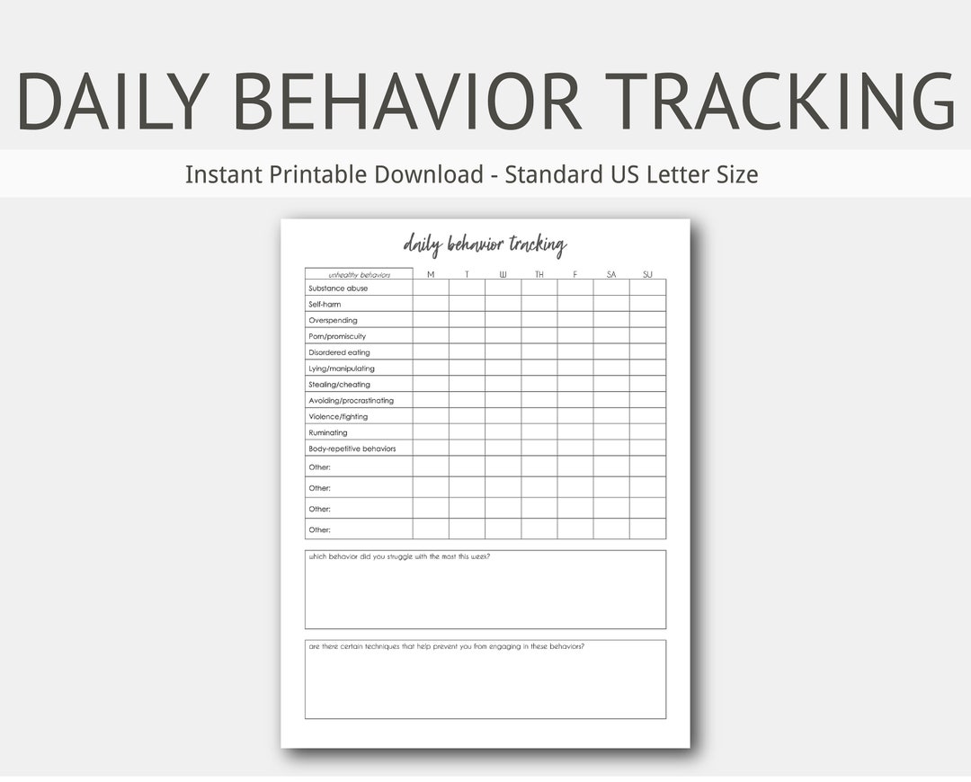 Daily Behavior Tracking: Mental Health, Depression, Anxiety, Therapy ...