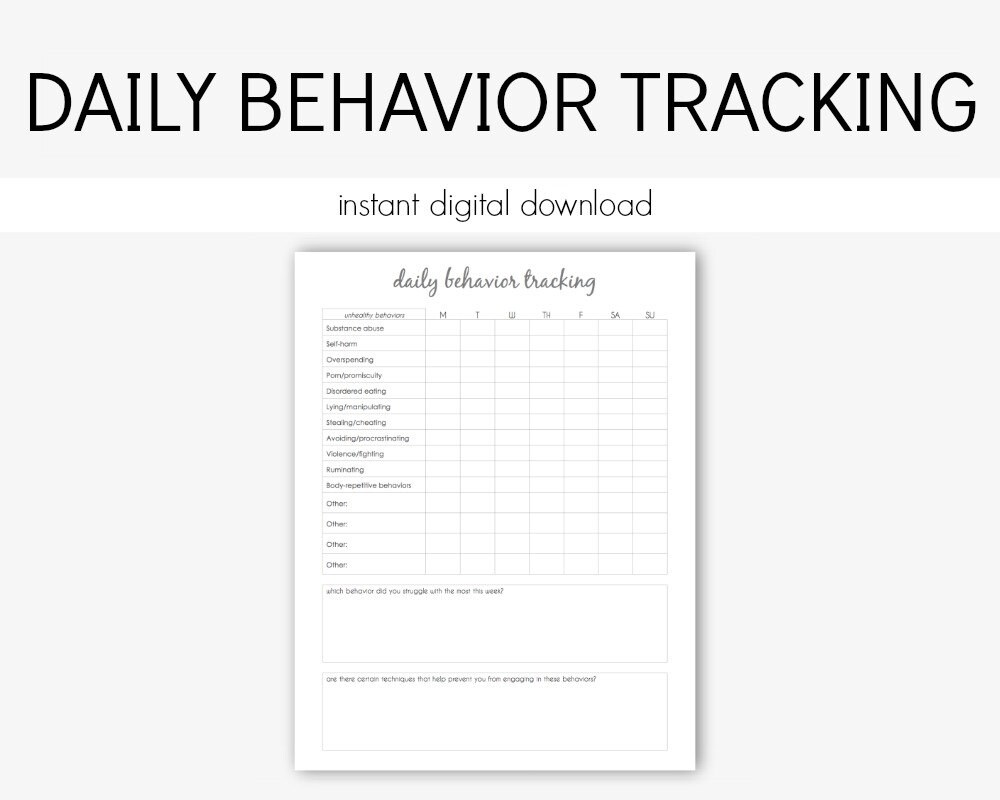 Daily Behavior Tracking: Mental Health Depression Anxiety | Etsy