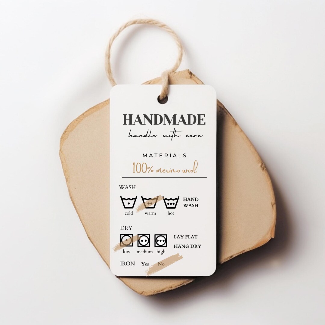 Printable Care Tags for Small Business Handmade Supply Modern ...