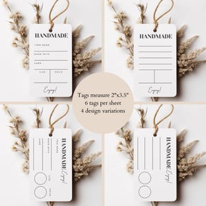 Printable Product Tags: Handmade Item & Price Cards (PDF Download) - Etsy