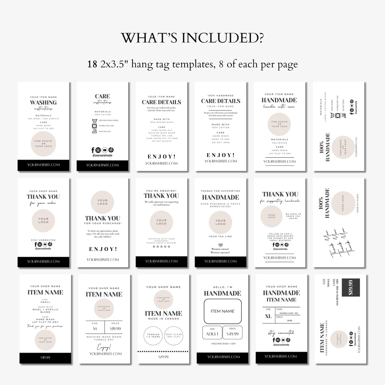 Editable Price Tags for Small Business Canva Template Care Price Thank ...