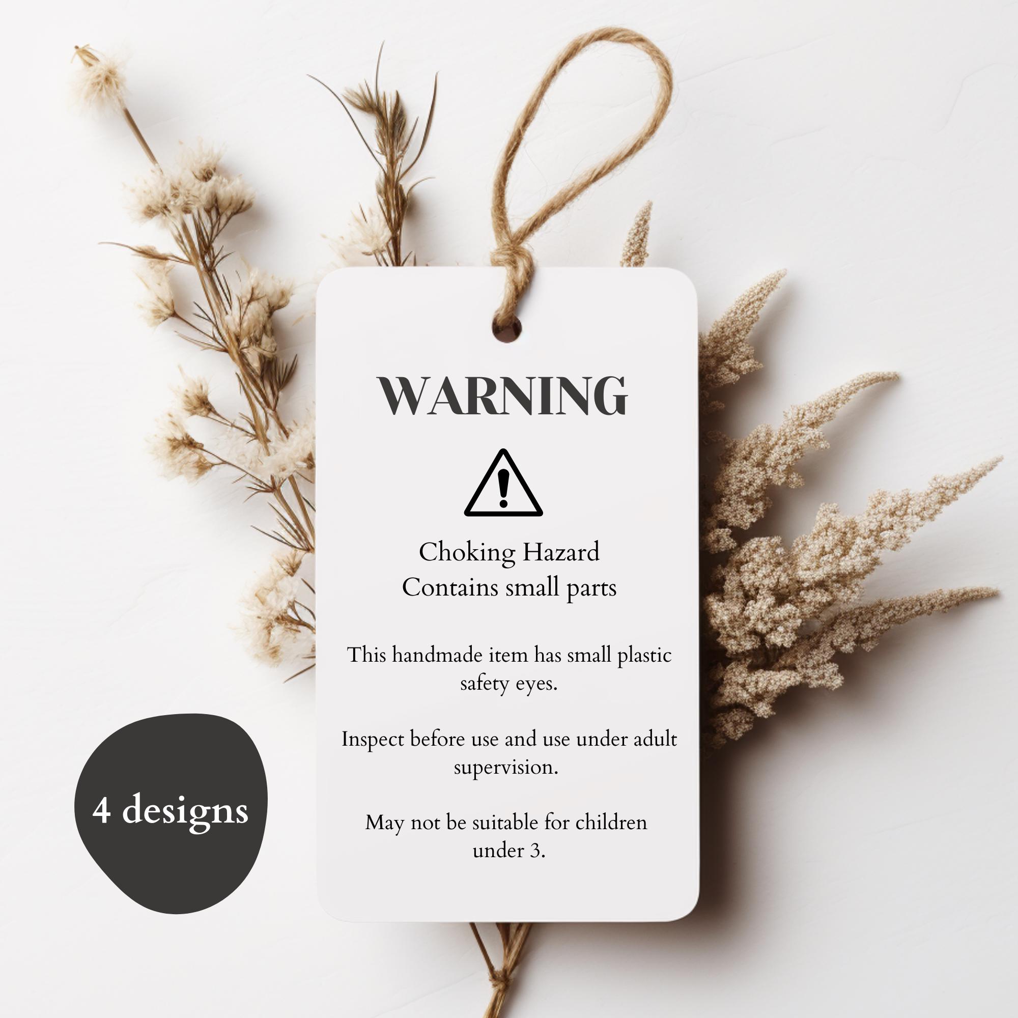 PRINTABLE Safety Warning Tag, Plastic Eyes and Parts Choking Hazard ...