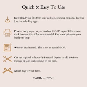 Printable Tags for Handmade Cowl Product Display Scarves Price Care ...