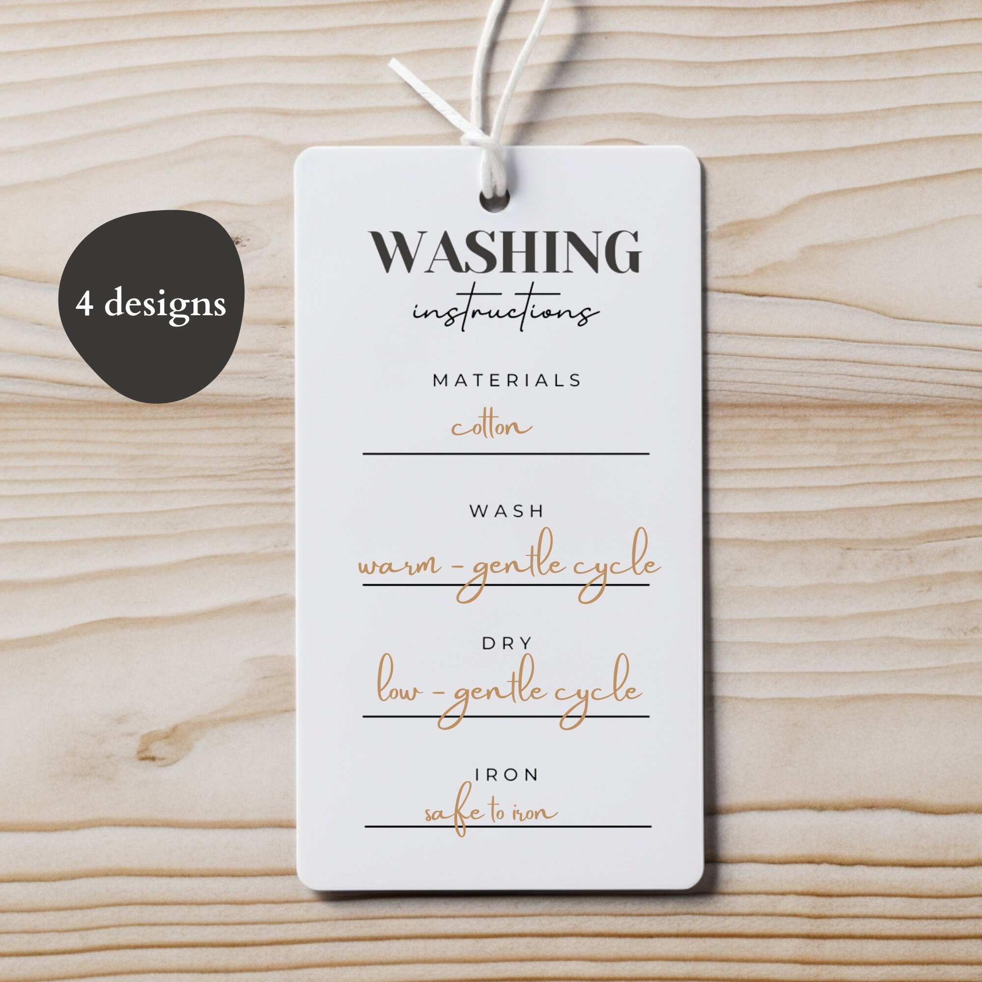 PRINTABLE PDF Care Tags Label, Washing Instructions Care Card, Clothing ...