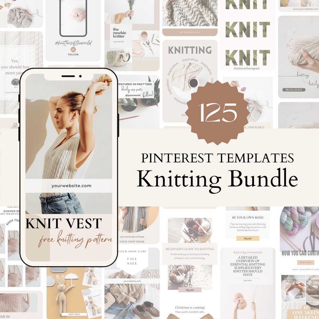 EDITABLE Knitting Bundle Pinterest Templates, Canva Social Media ...