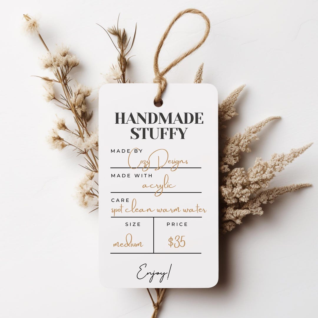 Printable Price Tag for Handmade Stuffy Lovey Knit Crochet Amigurumi ...