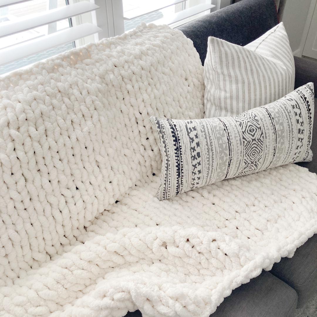 Super Chunky Blanket Knitting Pattern Beginner Knit Blanket Tutorial ...