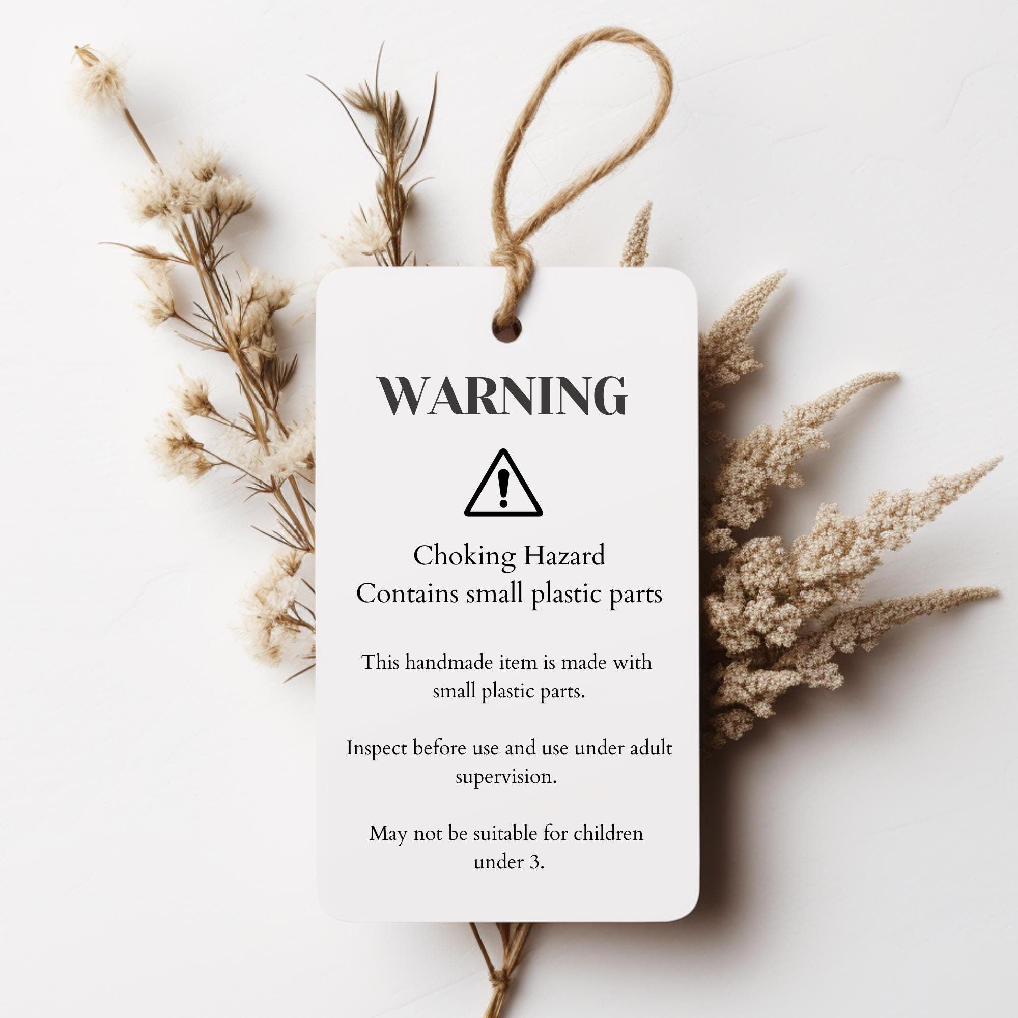 Printable Safety Warning Tag Plastic Eyes Nose Parts Choking Hazard ...