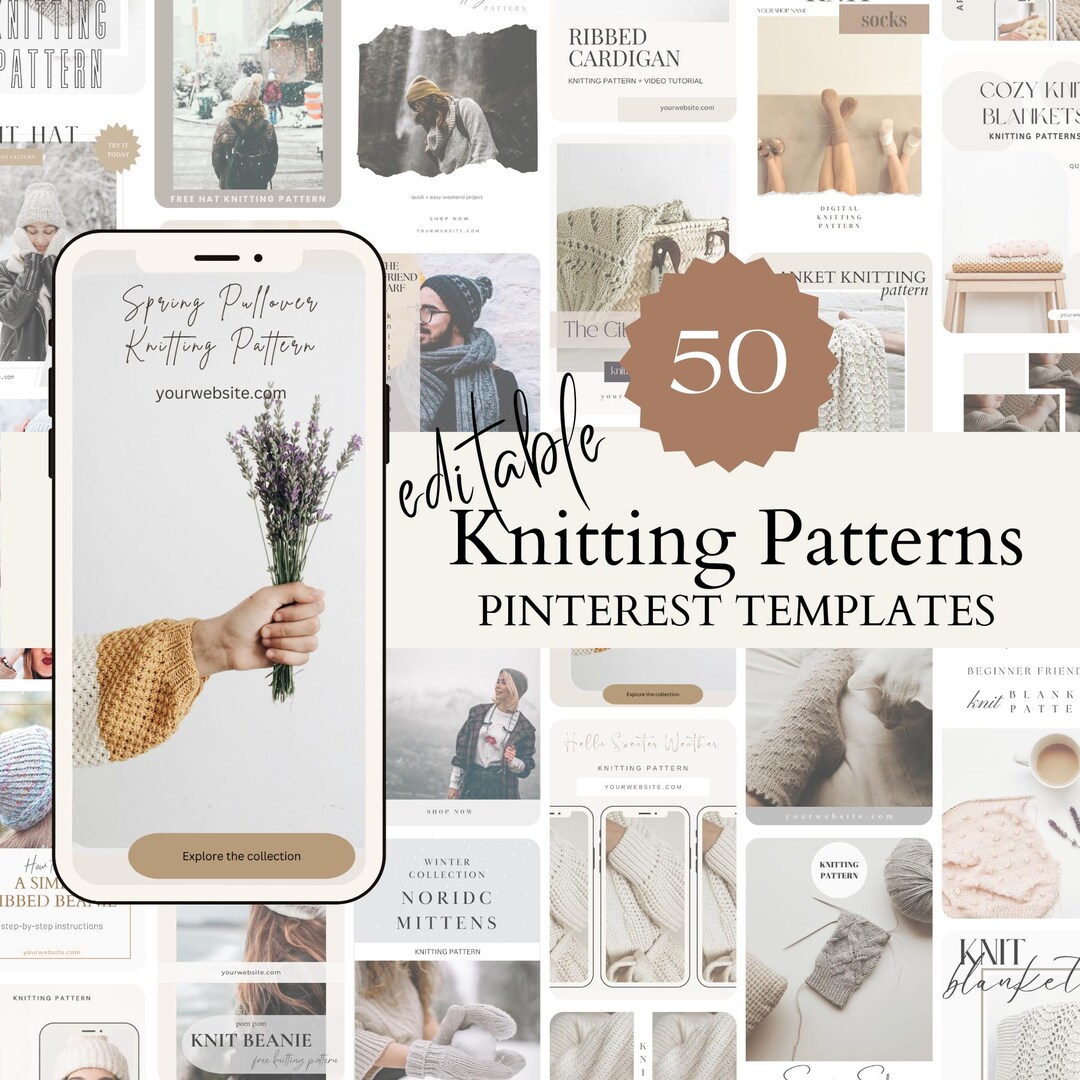 50 modèles de patrons de tricot pour Pinterest : modifiables sur toile ...