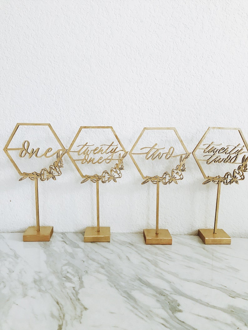 Ophelia - Floral Hex Table Numbers - Etsy