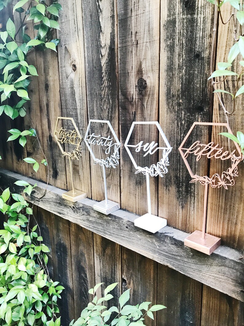 Ophelia - Floral Hex Table Numbers - Etsy