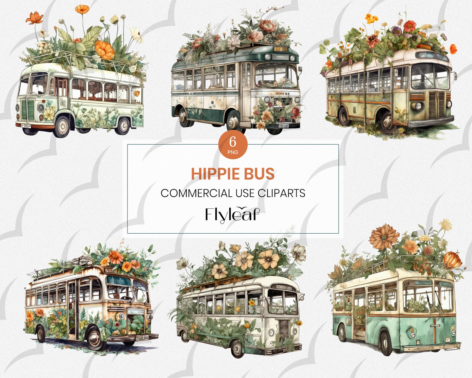Hippie Bus Png, Vintage Bus PNG Bundle, High Resolution Floral Retro ...