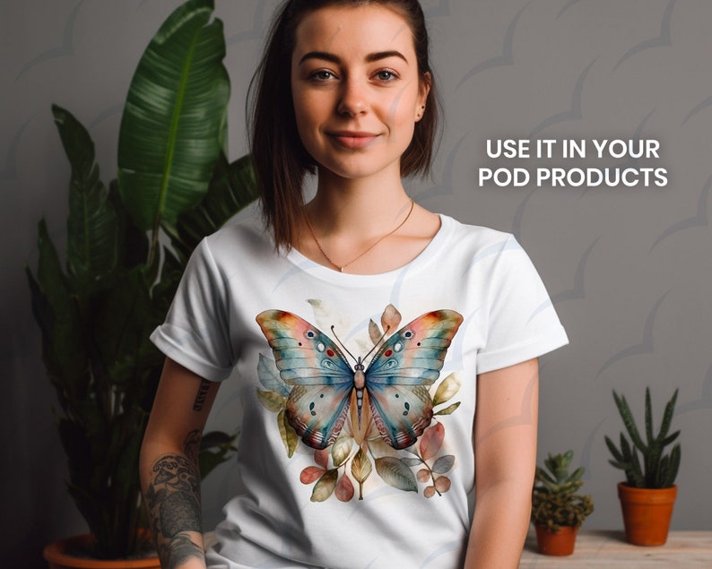 Boho Butterfly PNG Bundle for Commercial Use, 11 Butterfly Clipart ...