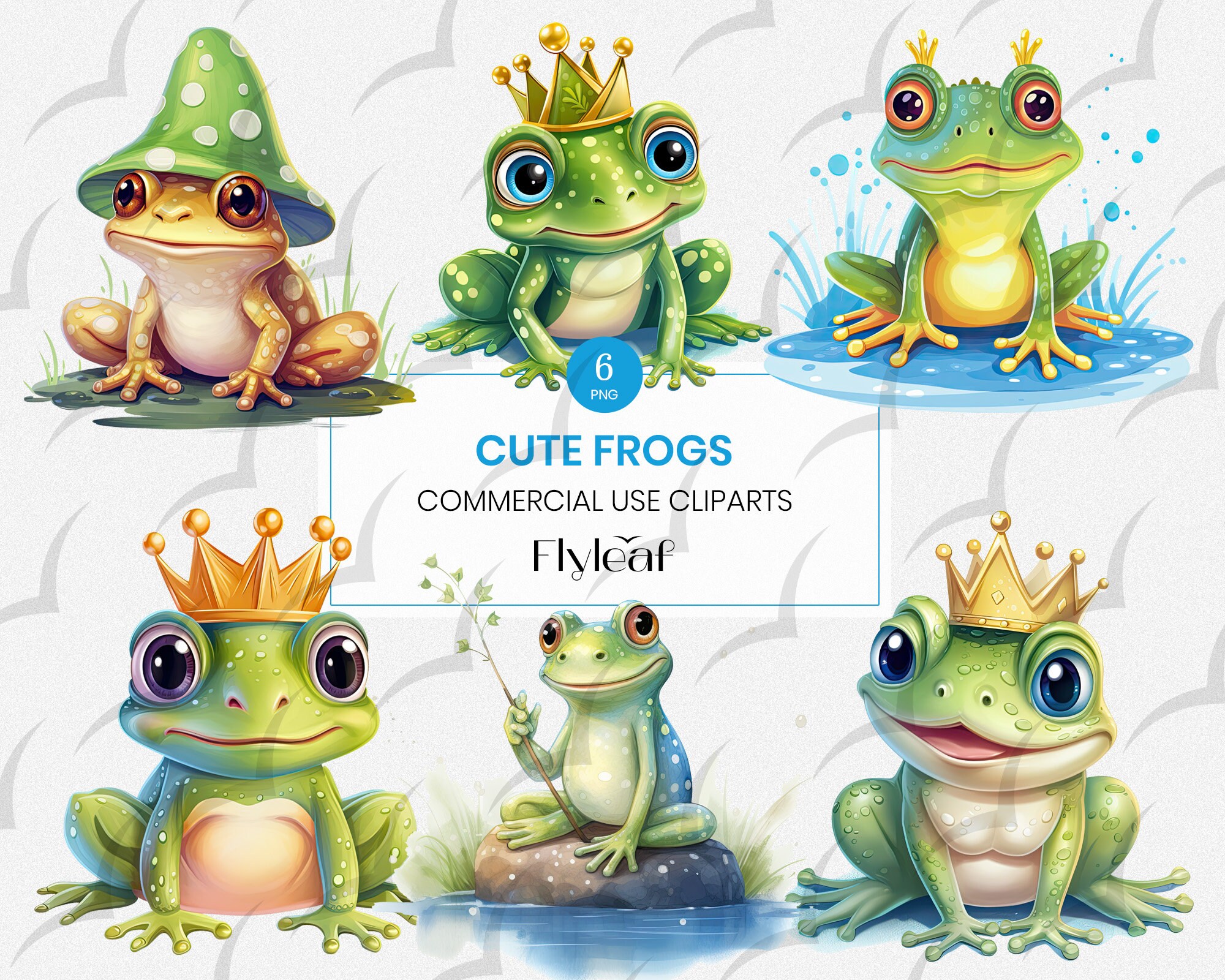 Cute Frog PNG Bundle, Watercolor Clipart, Frog Clipart, Instant ...