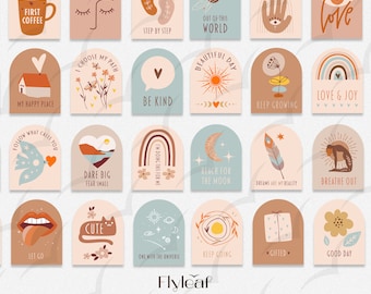 Hippie Stickers, 24 Boho Digital Stickers SVG Bundle, PNG Printable ...