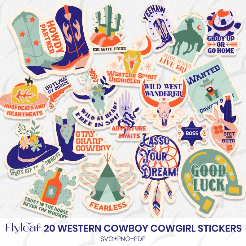 Western Png Bundle Cowgirl Digital Stickers SVG Bundle - Etsy