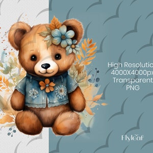 Watercolor Teddy Bear Clipart, Vintage Teddy Bear, Cute Teddy ...