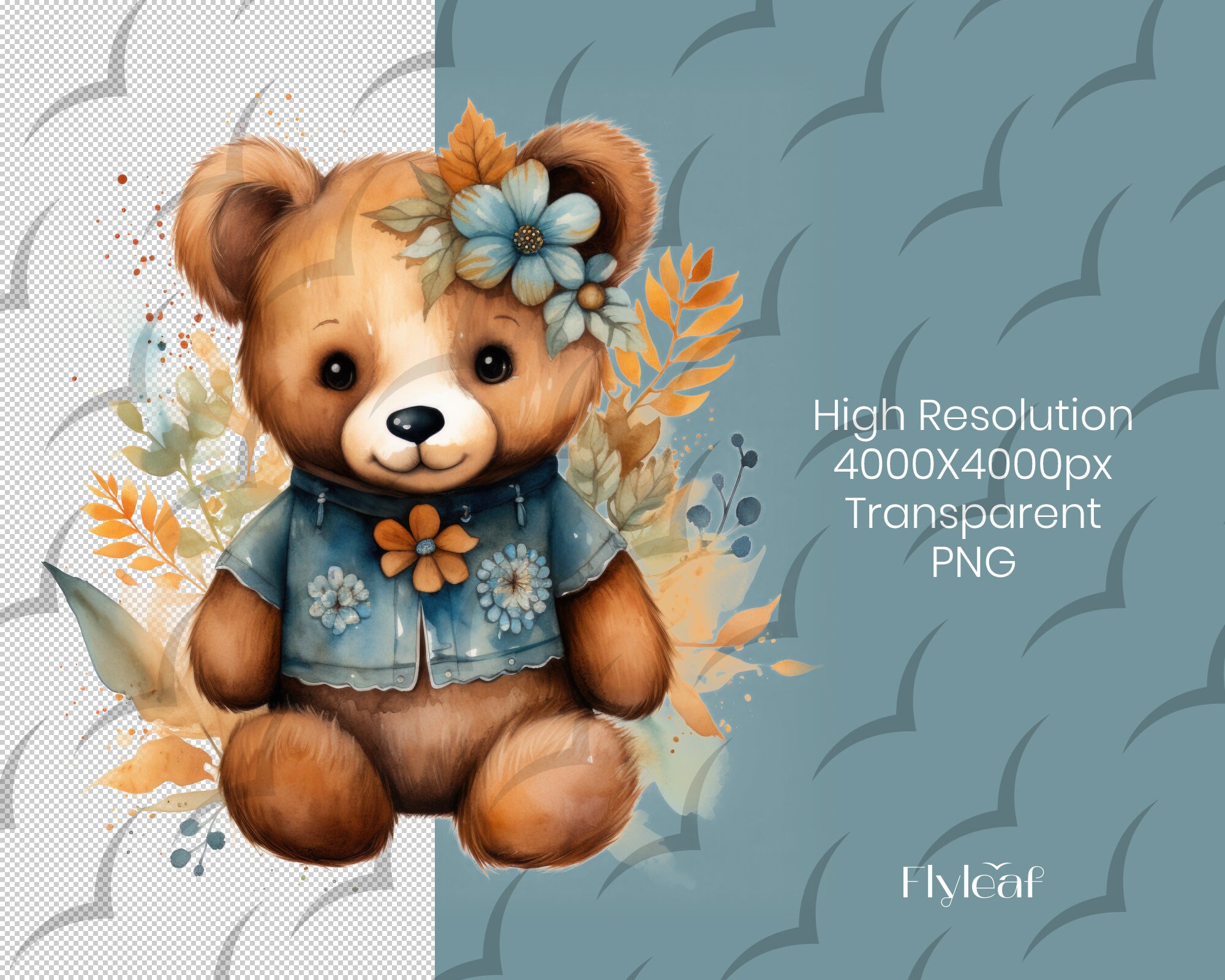 Watercolor Teddy Bear Clipart, Vintage Teddy Bear, Cute Teddy ...