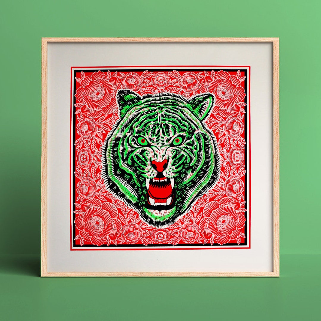 Indian Tiger Screen Print - Etsy
