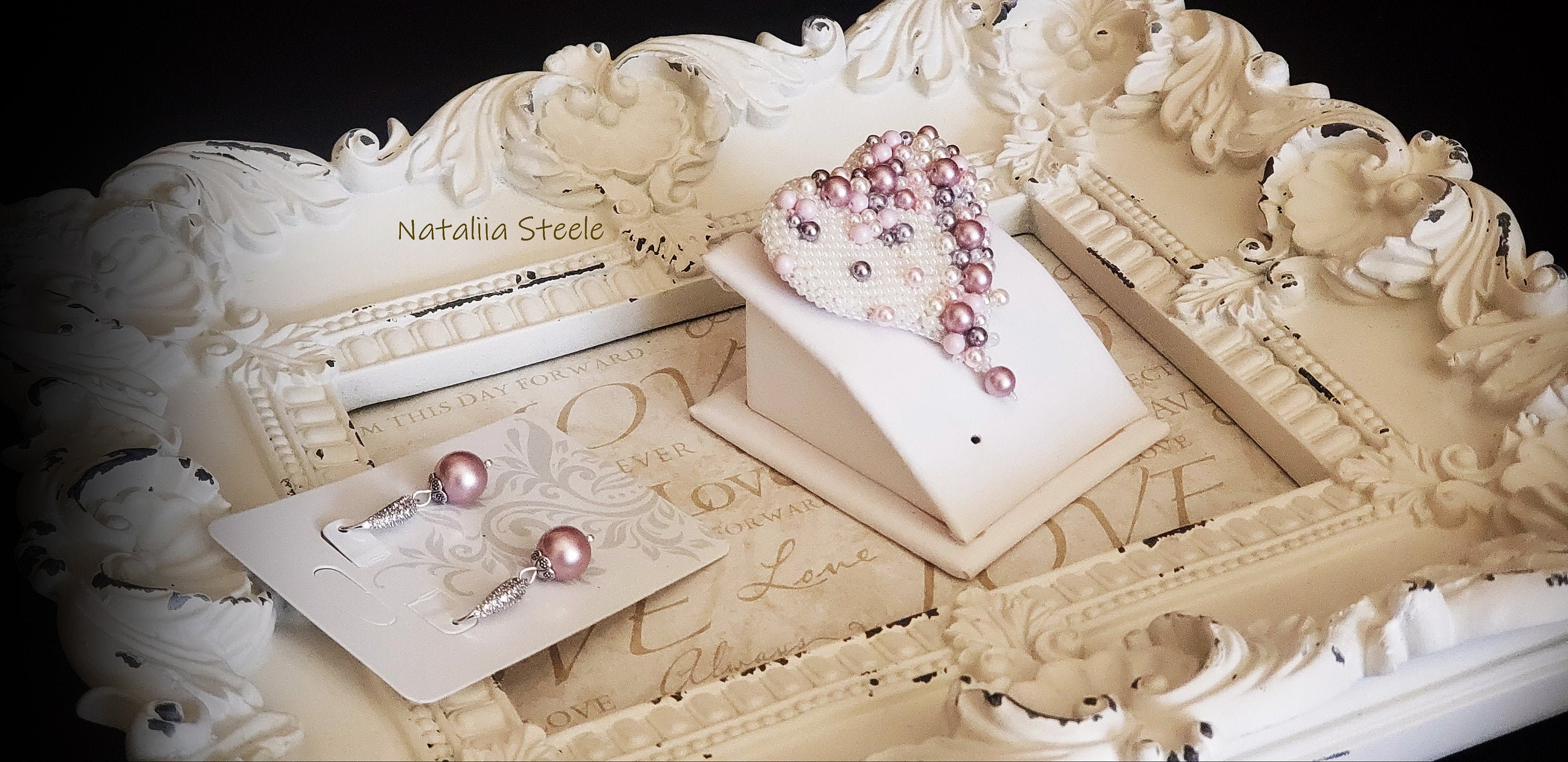 Brooch " Tender Heart" With Swarovski Pearls, Valentine's Day Gift ...