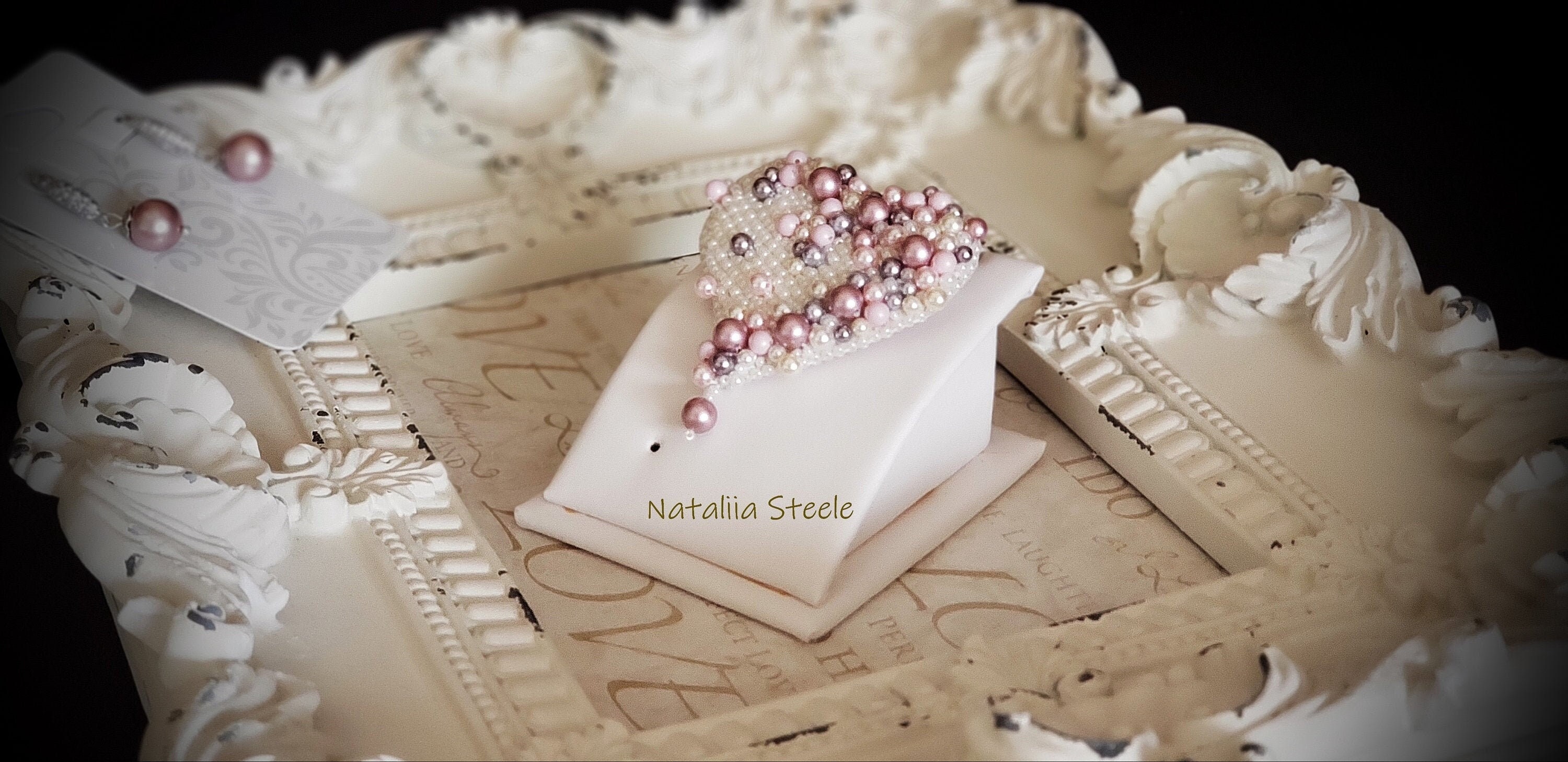 Brooch " Tender Heart" With Swarovski Pearls, Valentine's Day Gift ...