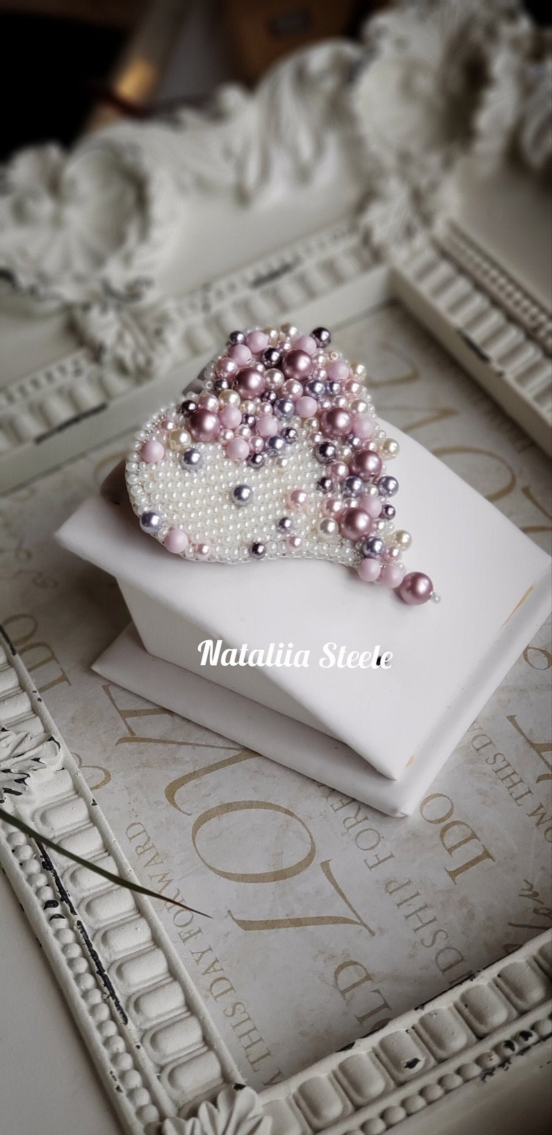 Brooch " Tender Heart" With Swarovski Pearls, Valentine's Day Gift ...