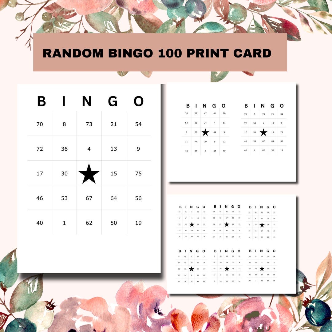 Printable Bingo Cards PDF – 100 Random Bingo Sheets – 1, 2, 6 per Page ...