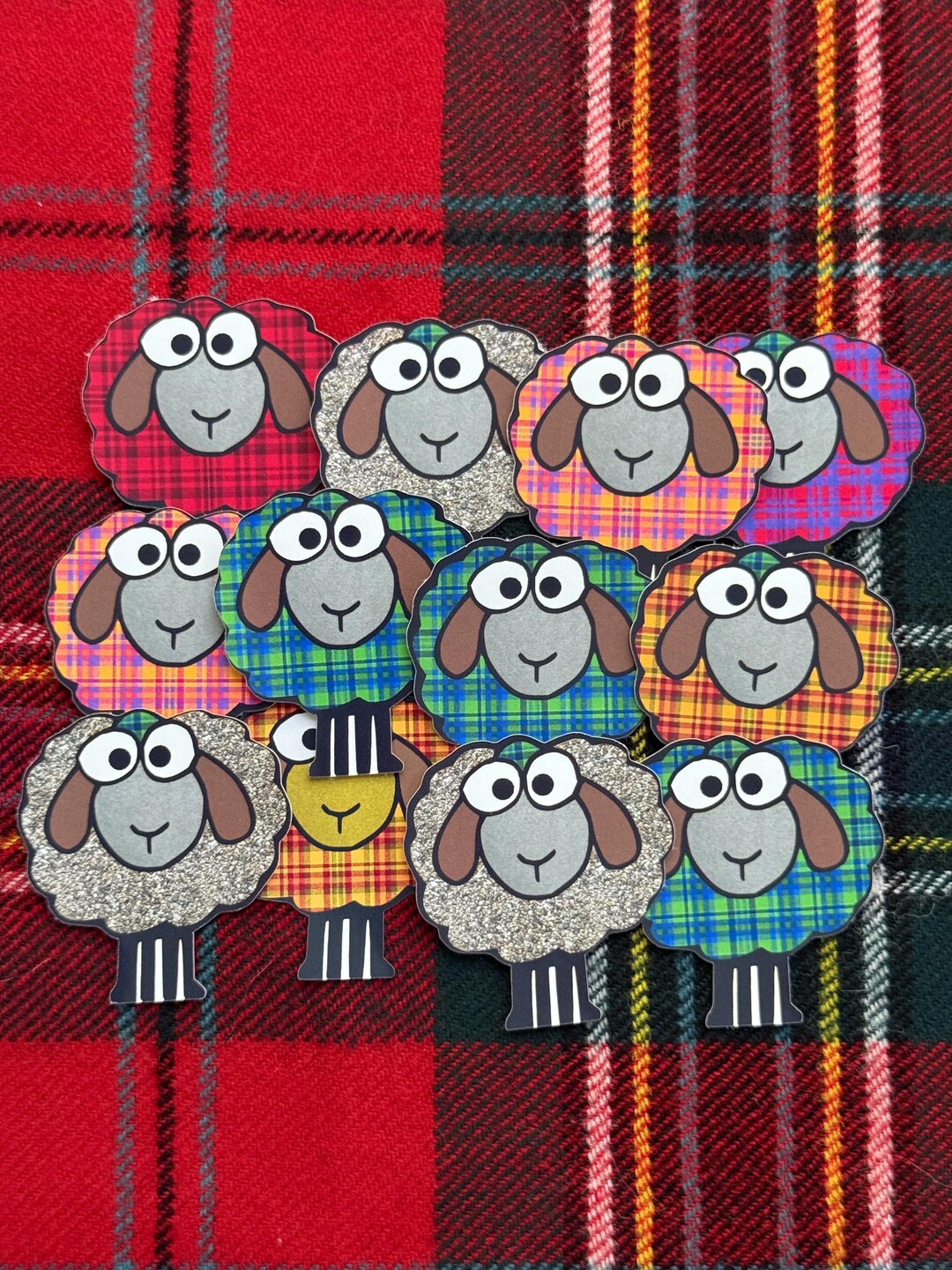 Scottish Sheep Stickers, Tartan/scotland/scottish Gift Wrap, Cute Sheep ...