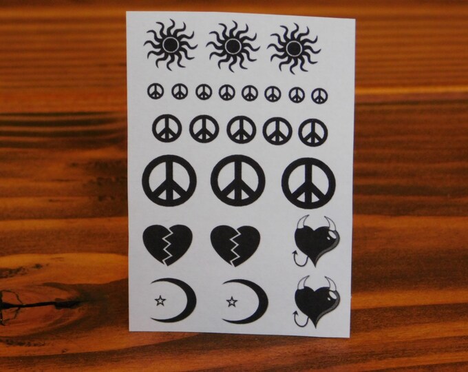 Peace Sign Tattoo / Peace Symbol Tattoo / Heart Tattoo / Miniature ...