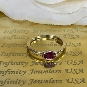 Ruby Stacking Ring With East to West Oval Minimalist Ruby | Etsy