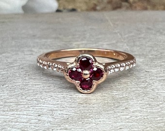 Ruby Flower Ring - Etsy