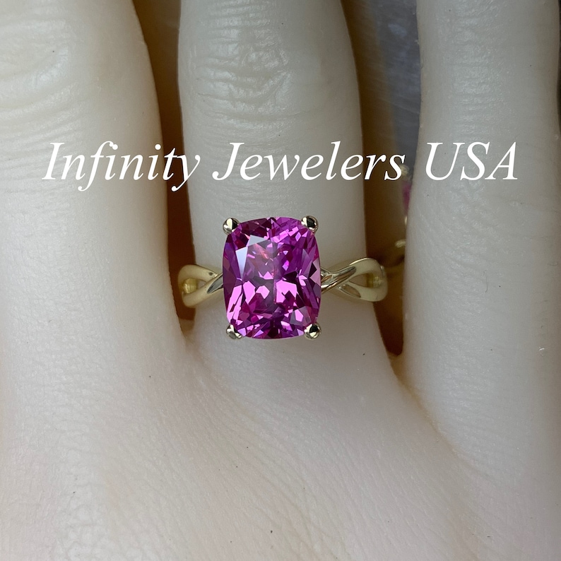 Elongated Cushion Cut Engagement Ring / Pink Sapphire - Etsy