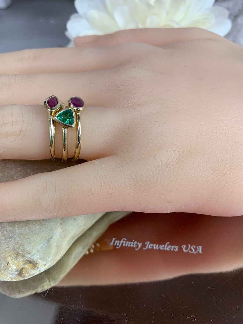 Ruby Stacking Ring With East to West Oval Minimalist Ruby | Etsy