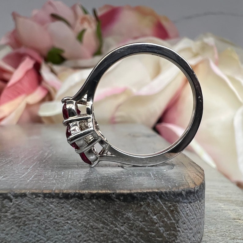 Four Stone Ruby Ring 14K Solid White Gold Ruby Promise Ring - Etsy