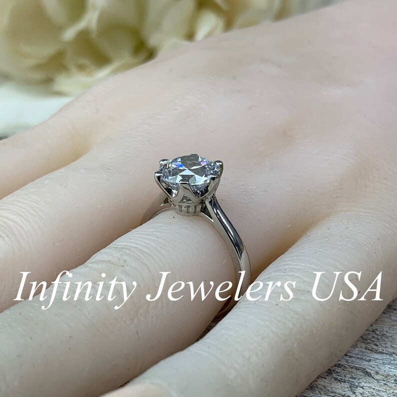 Round Solitaire Engagement Ring Extra Brilliant 100 Facet | Etsy