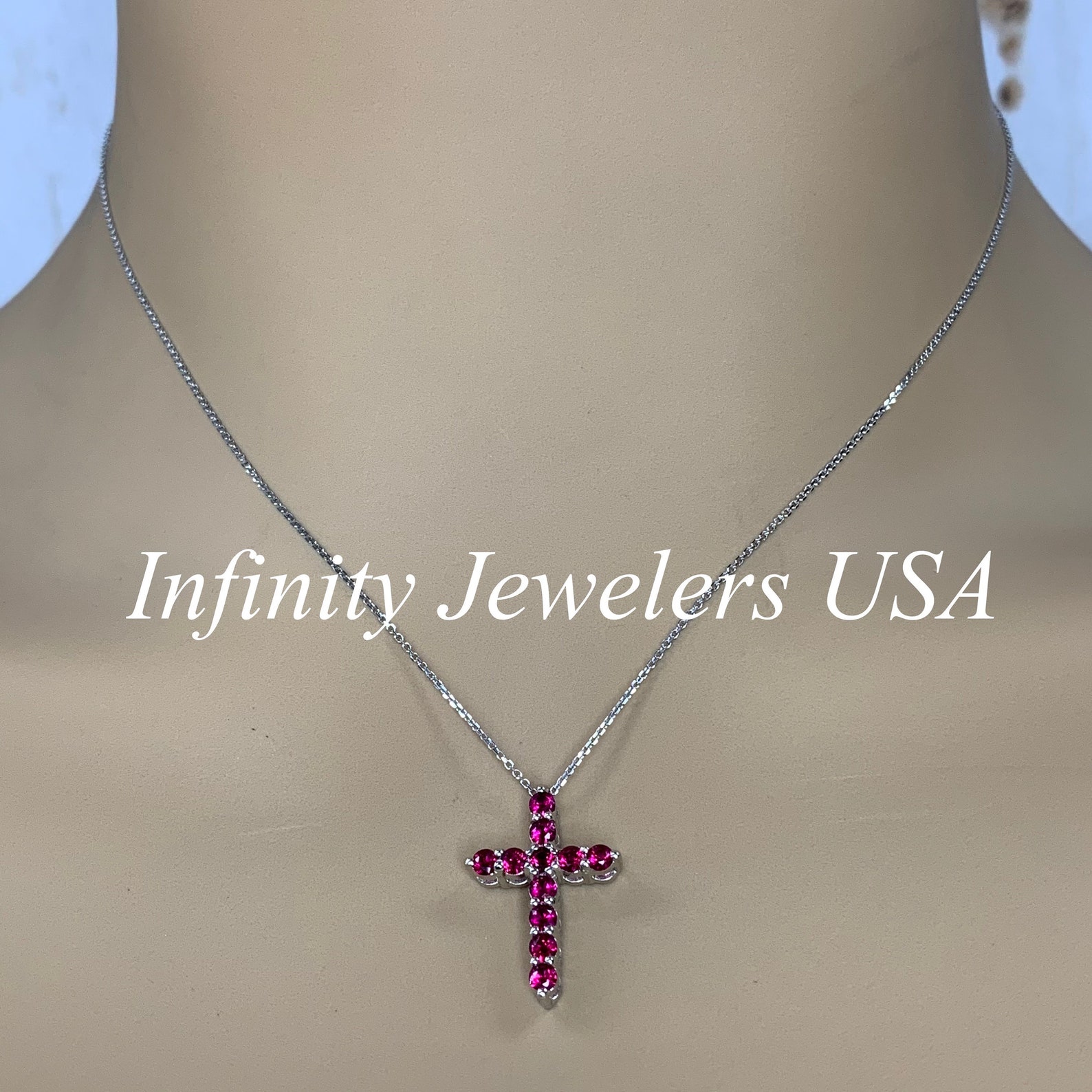 Cross Necklace With Ruby Stones For Girls Ruby Cross | Etsy