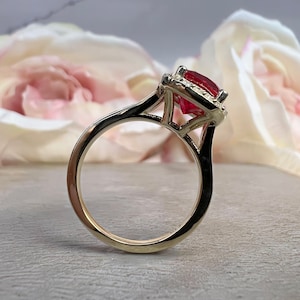 Cushion Cut Ruby Engagement Ring White Gold Ruby and Diamond Ring ...