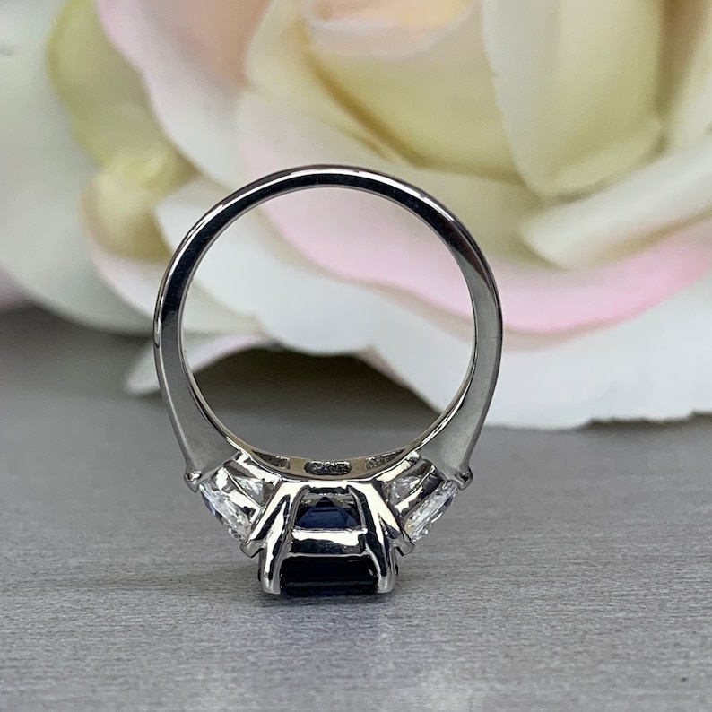 Asscher Cut Blue Sapphire Engagement Ring Engagement Ring | Etsy