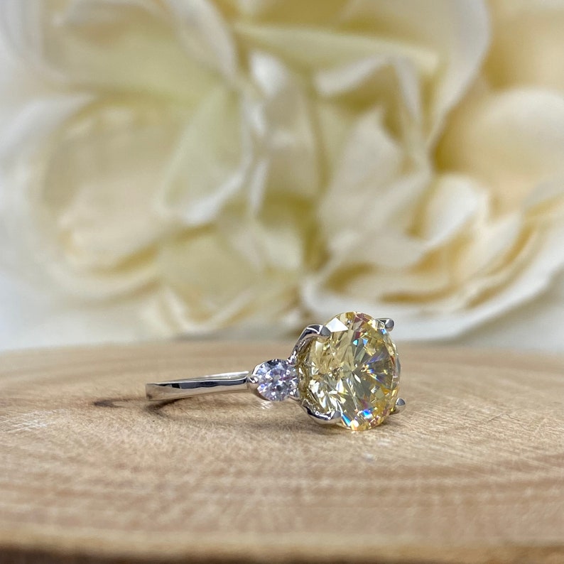 Round Shaped Yellow Diamond Engagement Rings 14k Solid Gold - Etsy