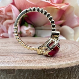 Vintage Oval Cabochon Ruby Engagement Ring 14K Solid Yellow Gold Unique ...