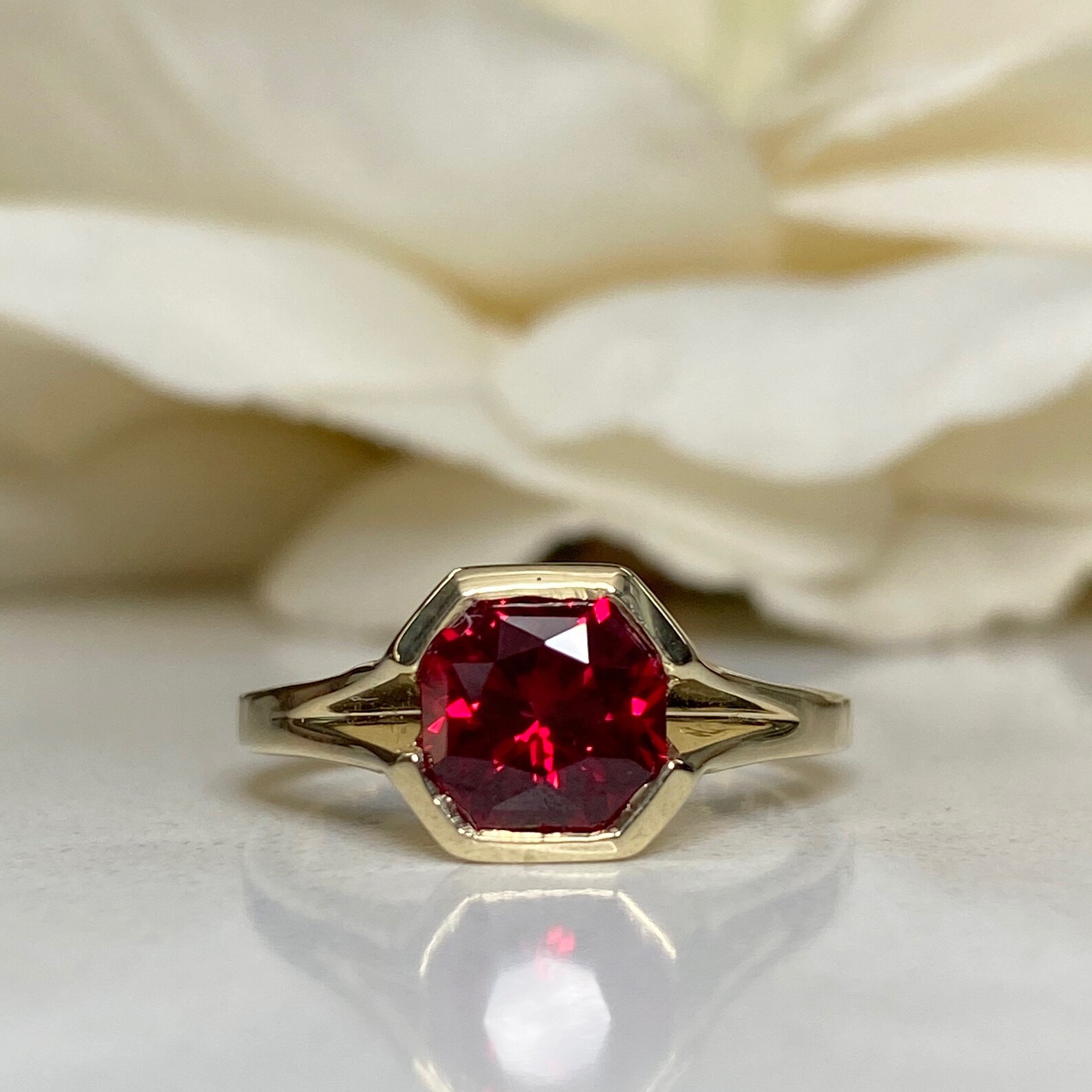 Ruby Ring Radiant Cut 14K Solid Gold for Women 7173 Ruby | Etsy