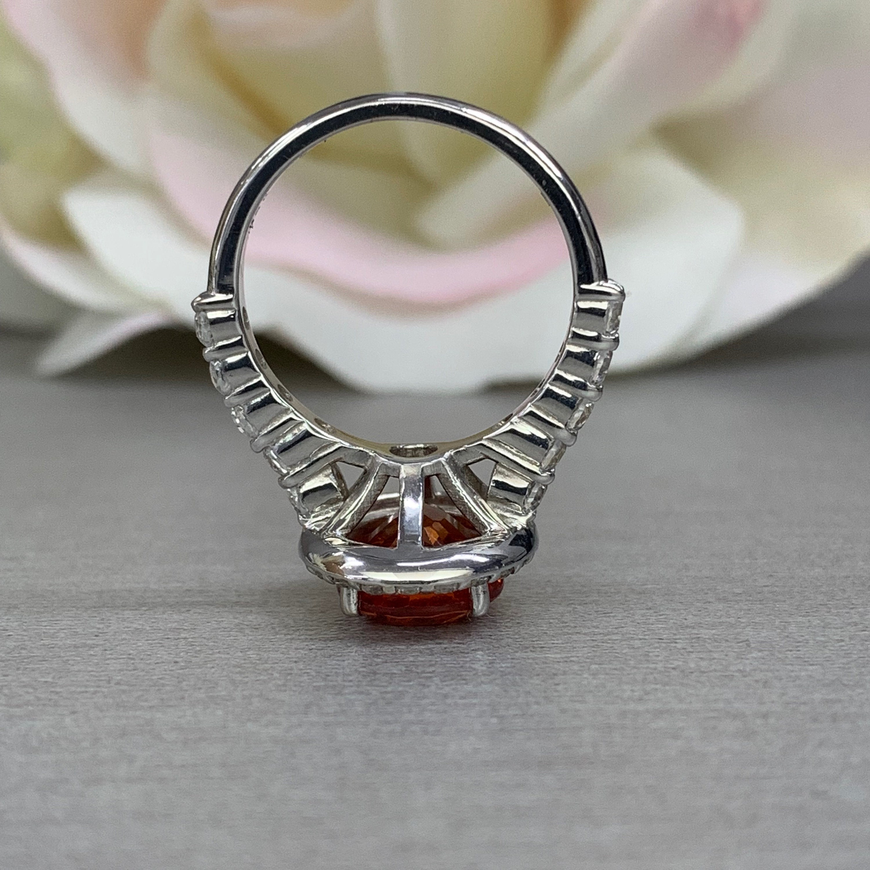 Oval Shaped Orange Sapphire Engagement Ring White Gold | Etsy