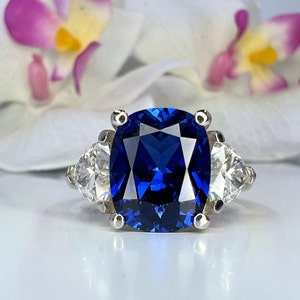 Blue Sapphire Engagement Ring White Gold Elongated Cushion Blue ...
