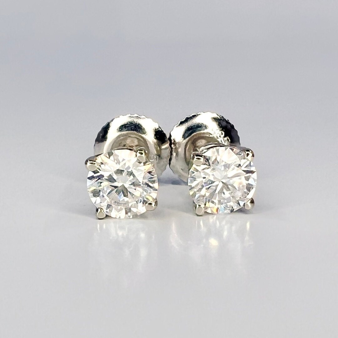 1.00ctw Lab Grown Diamond Stud Earrings 14k Gold Cvd Diamond Earrings ...