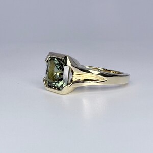 Bezel Set Olive Green Sapphire Engagement Ring 14k Solid Gold | Half ...