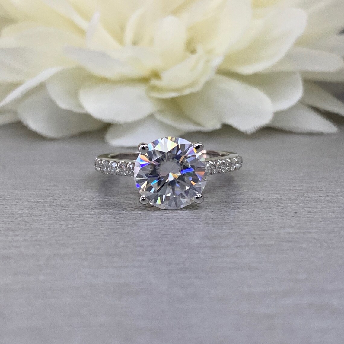 Moissanite Engagement Ring Solitaire Engagement Ring White | Etsy