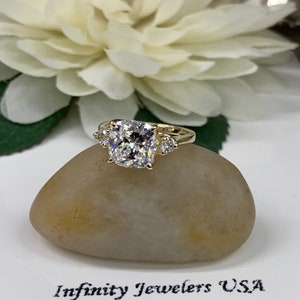 Cushion Cut Engagement Ring, Solitaire Wedding Ring, Cushion Cut With ...