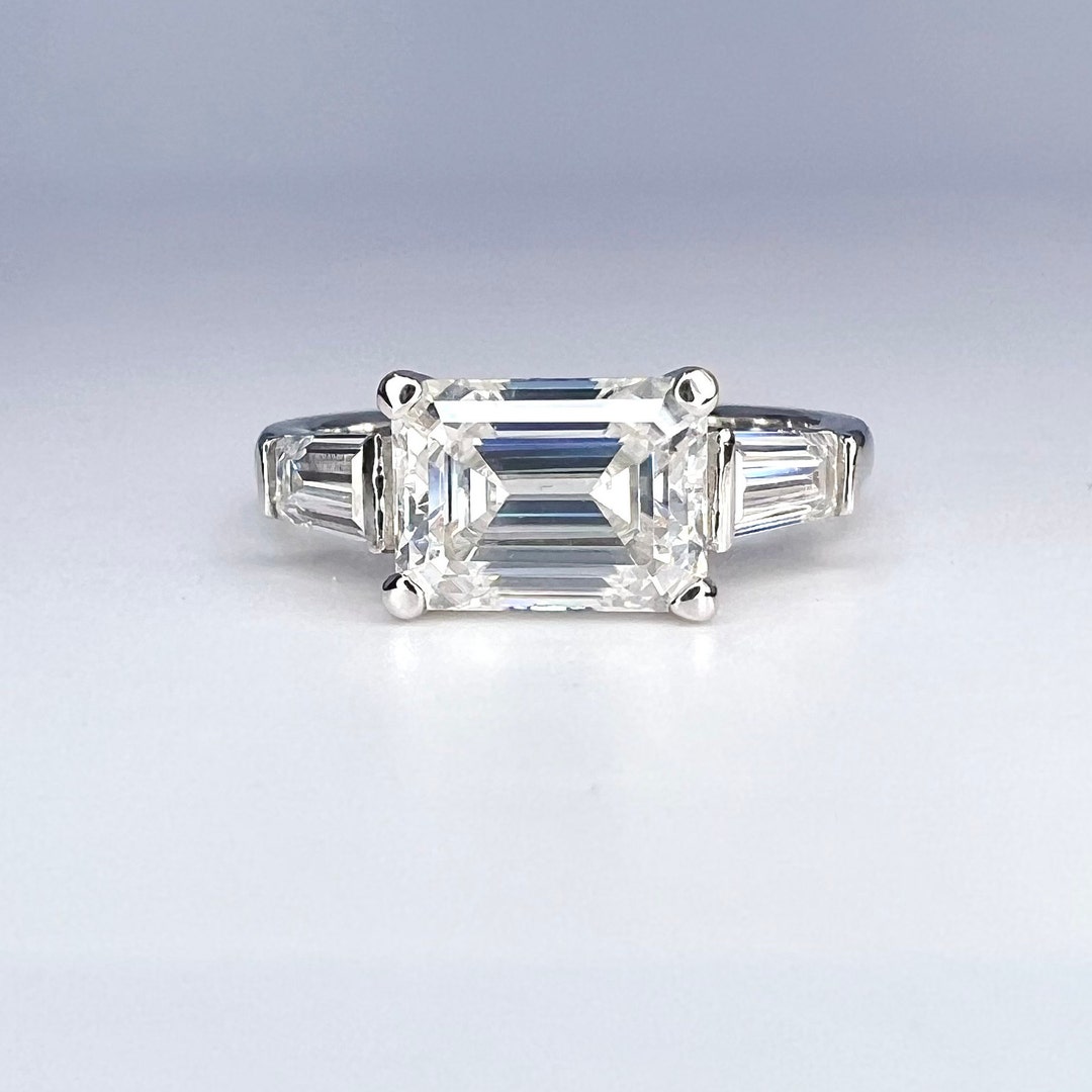 Lab Grown Diamond Engagement Ring Emerald Cut Lab Created Diamond Ring ...