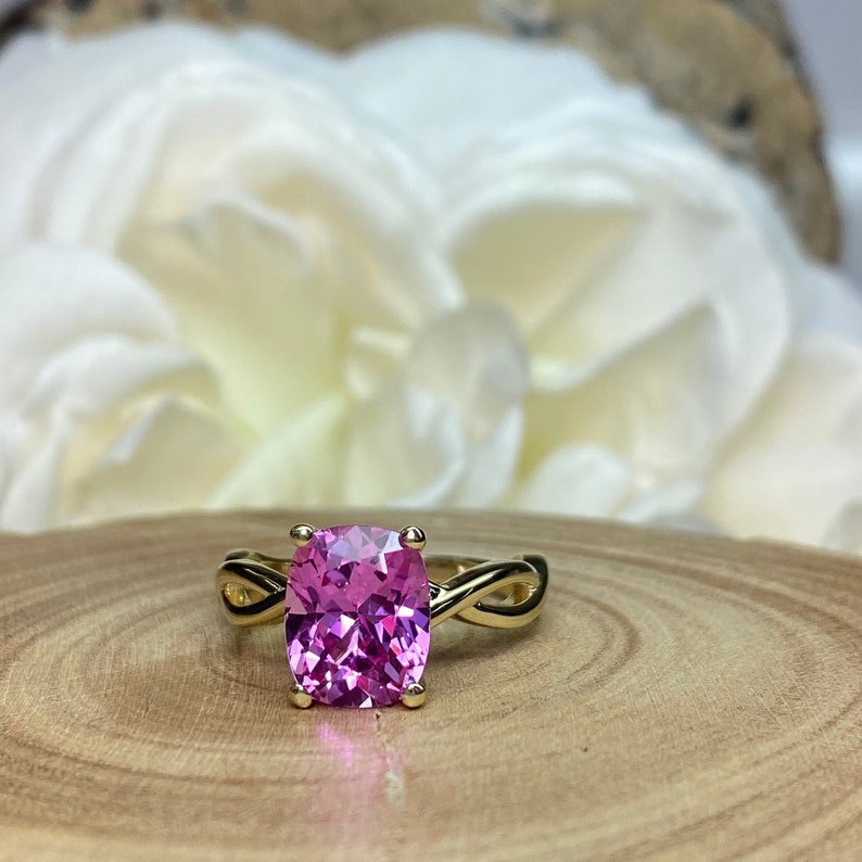 Elongated Cushion Cut Engagement Ring / Pink Sapphire - Etsy